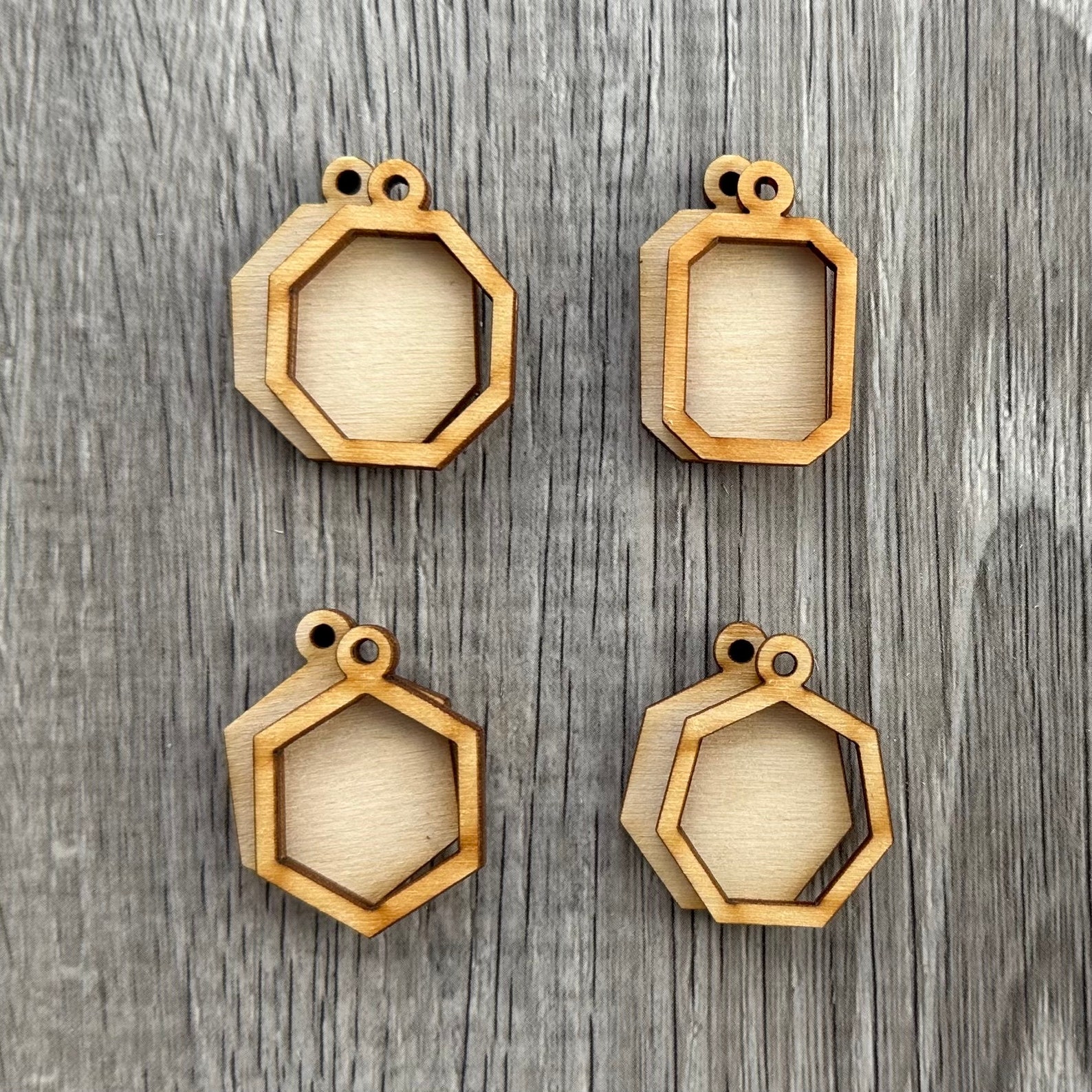 10 PC Small Wood Bezels Inlays Geometric Polygon Hexagon Octagon ...