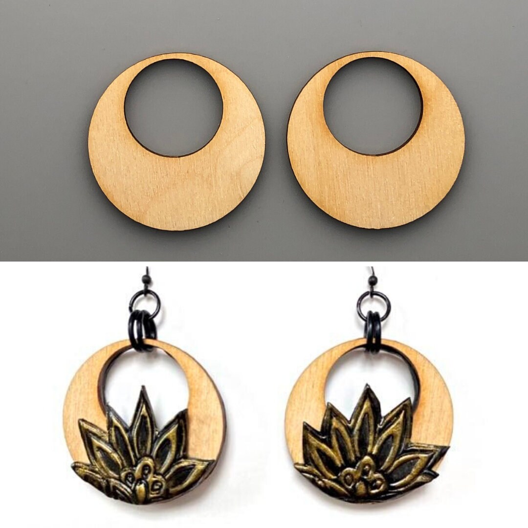 Round Wood Hoops - Circle With Internal Cutout - Earrings or Pendants ...