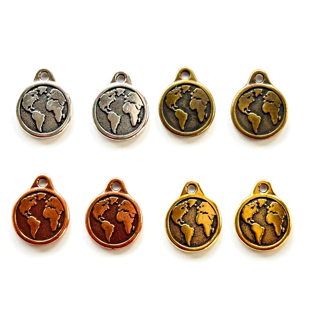 2 PC Tierracast Map of the World Charms With Bails 4 Metal Finishes ...