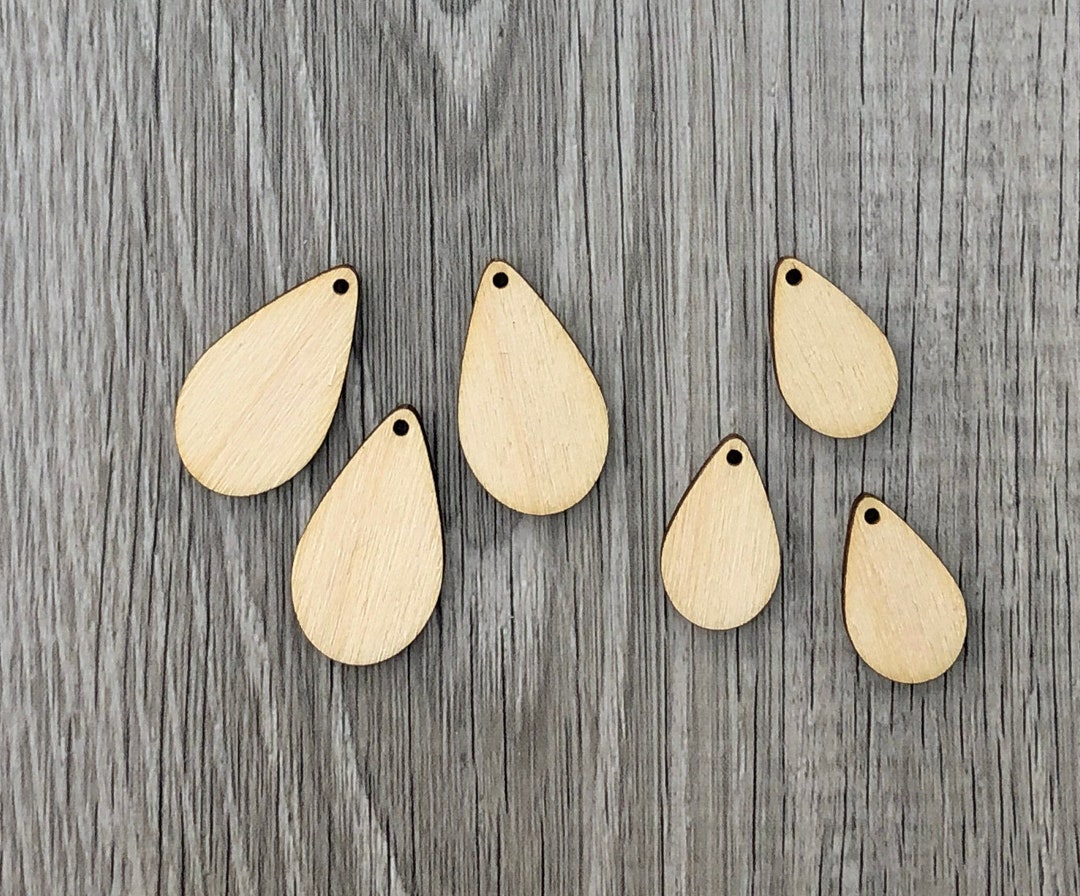 10 PC Dainty Laser Cut Wood Teardrop - Tear Drop Earrings - Pendants ...