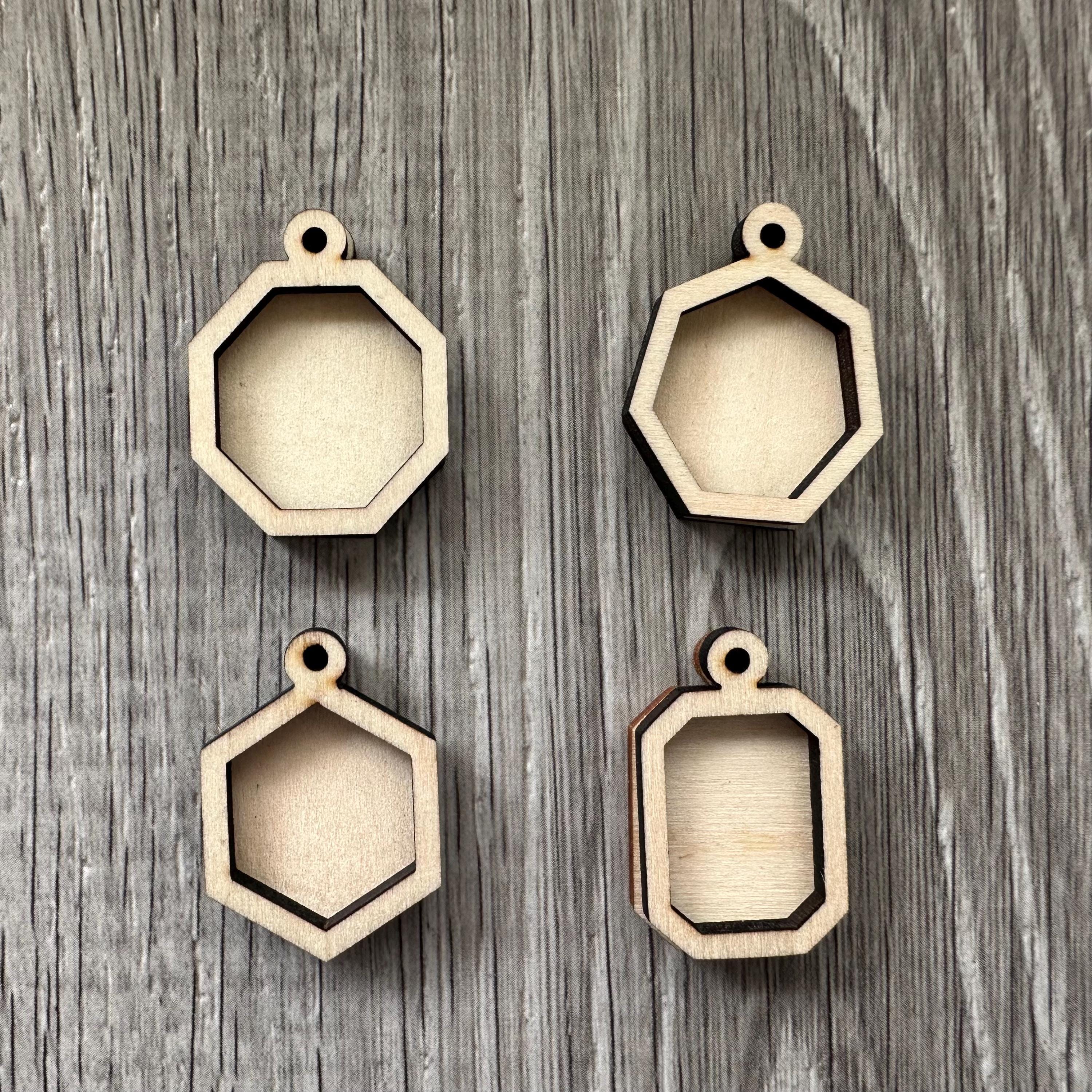 10 PC Small Wood Bezels Inlays Geometric Polygon Hexagon Octagon ...