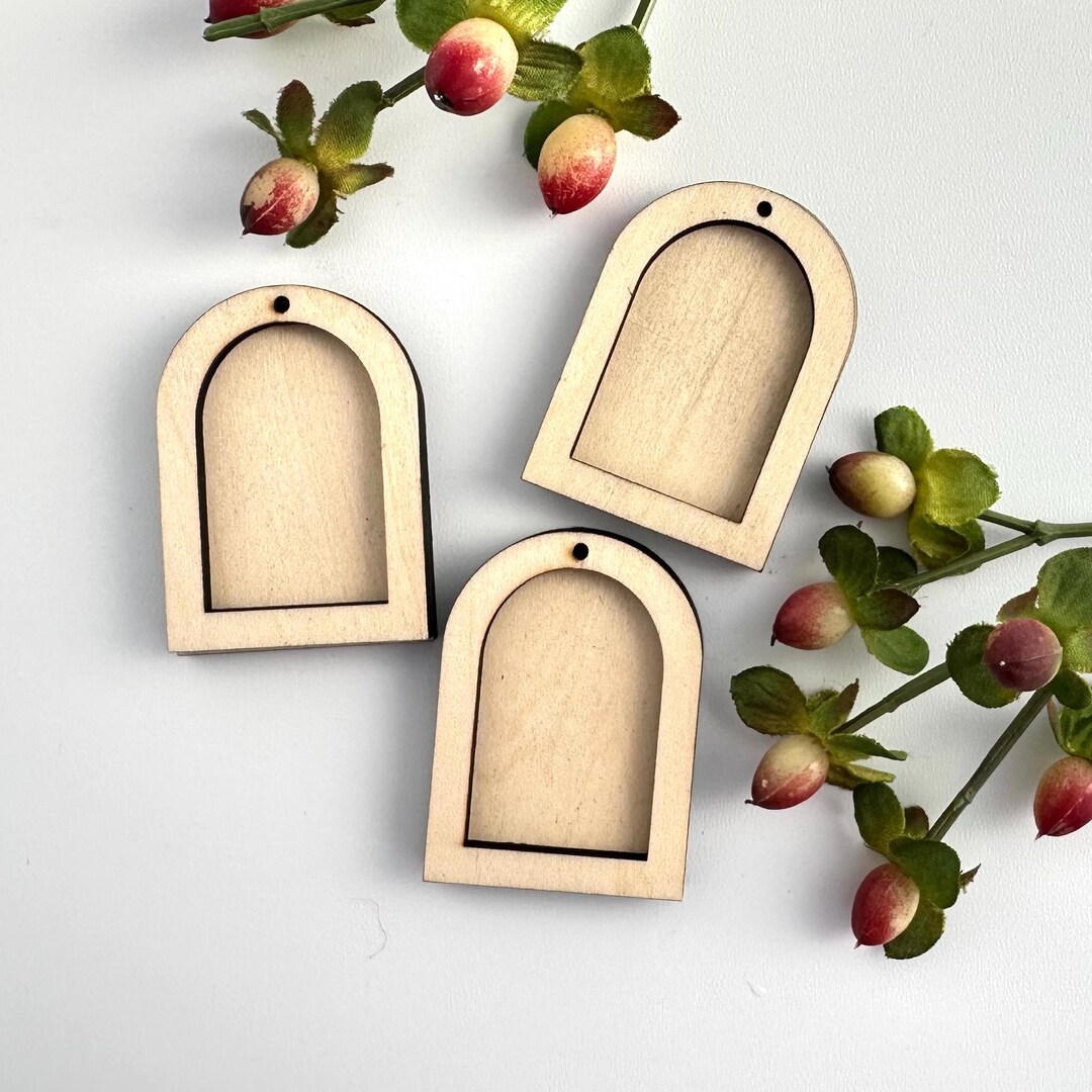 Arch Window Wood Frame Layer Bezel Inlay - Unfinished Blanks - Pendants ...