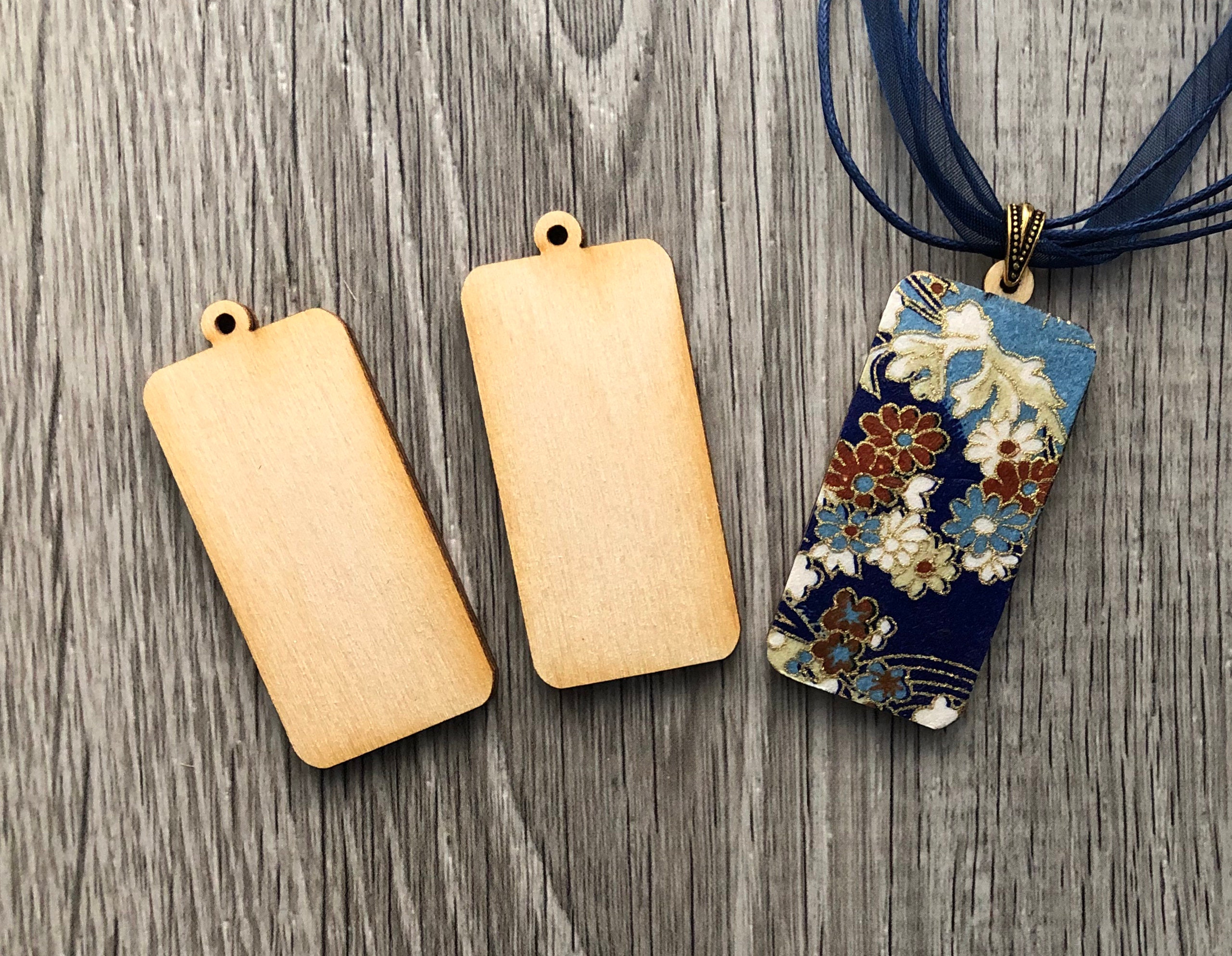 10 Pc Rectangle Wood Blank Pendants With Tabbed Holes | 2 X 1 Inch - Etsy
