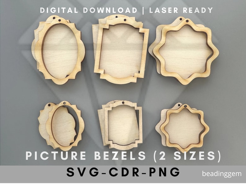 18 PC Picture Bezel Shapes SVG Cut Files 3 Styles 2 Sizes Frames Inlay ...