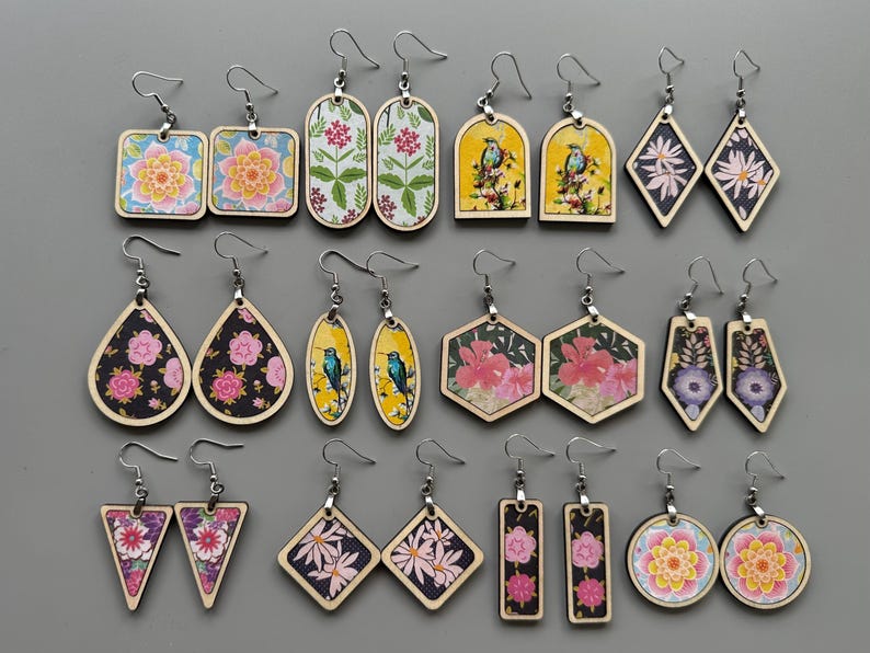 Super Value! 12 Geometric Inlay SVG Laser Cut Files for Earrings and ...