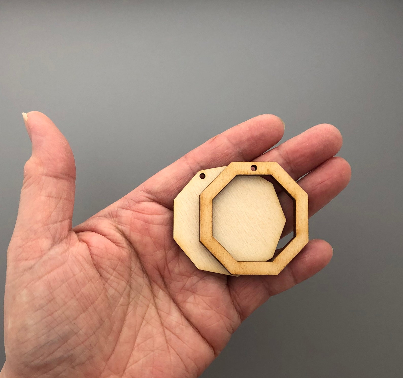 Wood Polygon Layered Inlay Bezel Frame Pendants - Ornaments -unfinished ...