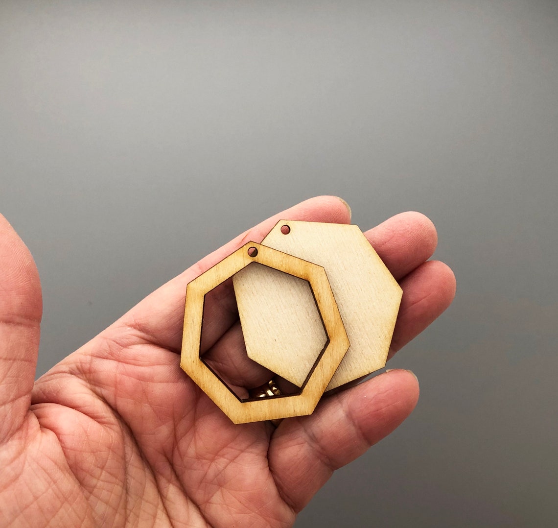Wood Polygon Layered Inlay Bezel Frame Pendants Ornaments - Etsy
