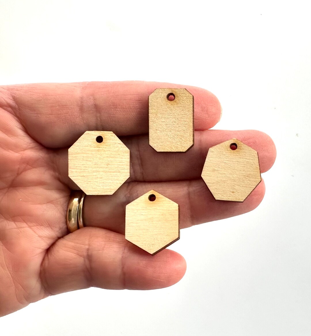 Tiny Wood Charms Laser Cut Unfinished Blanks Polygon Hexagon Octagon ...