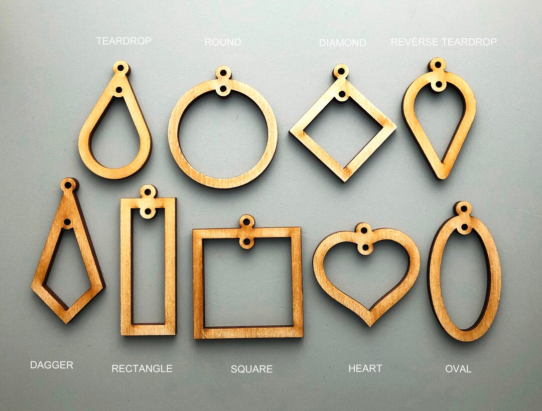 Wood Double Hole Frames for Hanging Charms - Unfinished Pendant or ...