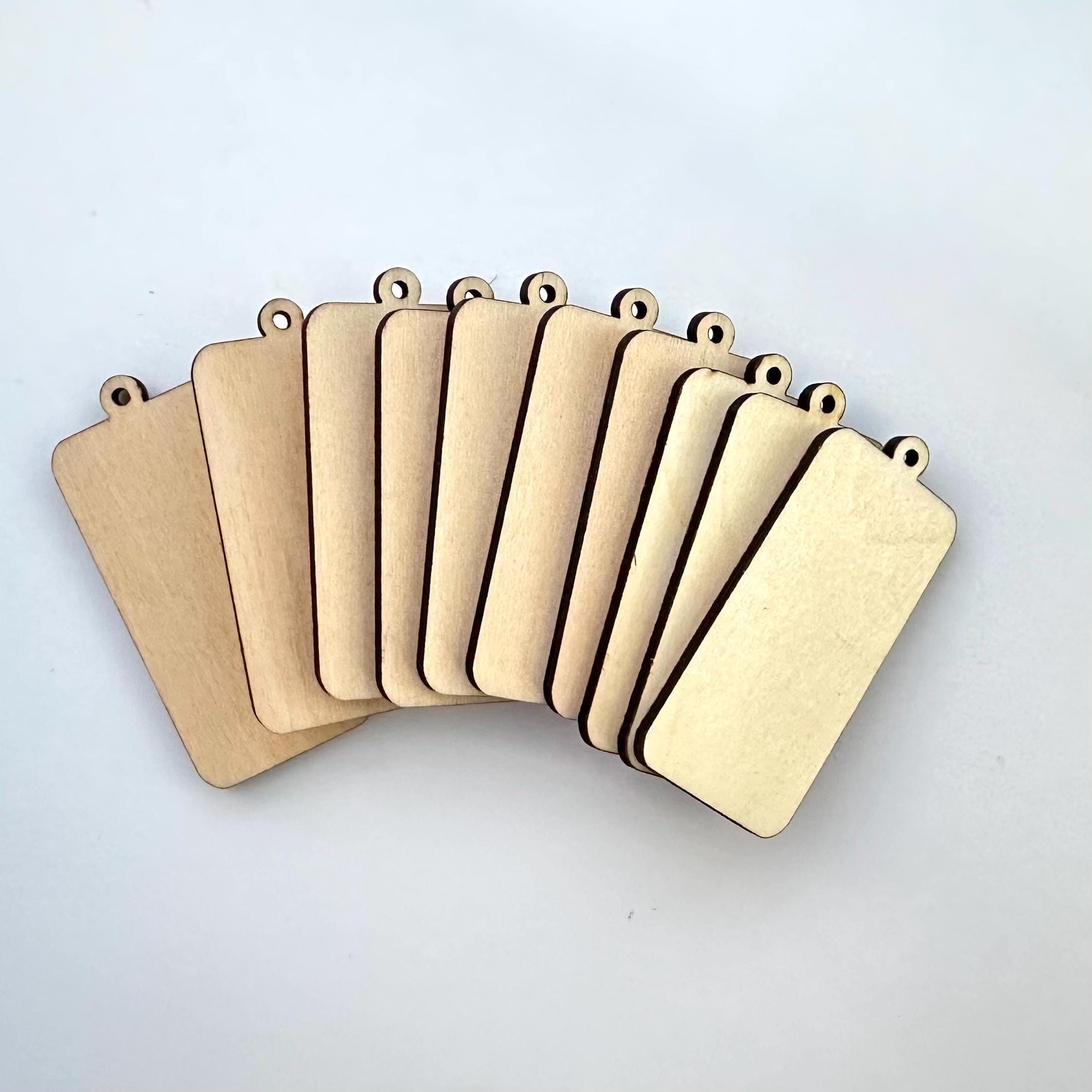 10 Pc Rectangle Wood Blank Pendants With Tabbed Holes | 2 X 1 Inch - Etsy