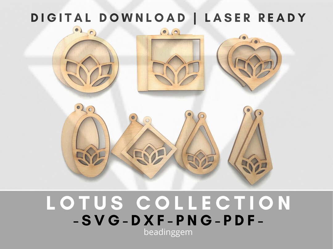 14 PC SVG Cut File Lotus Flower in Frames Collection | Layered Inlay ...