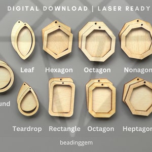 27 PC Shapes Frames SVG Cut Files Geometric Teardrop Leaf Bezel Layered ...