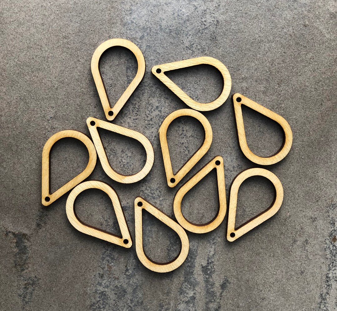 10 PC Wood Teardrop Frames for Pendants or Earrings - Unfinished Blanks ...