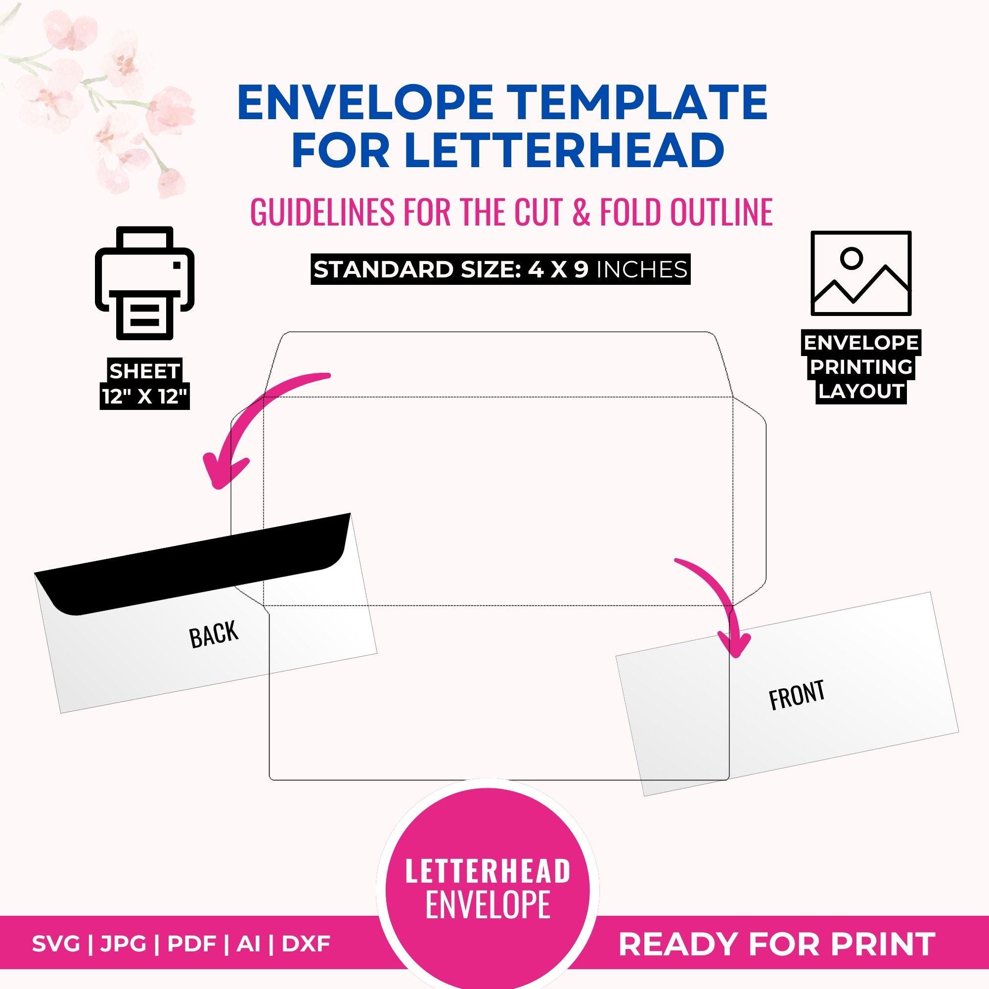 Envelope Template for Letterhead, Professional Foldable Envelope SVG ...