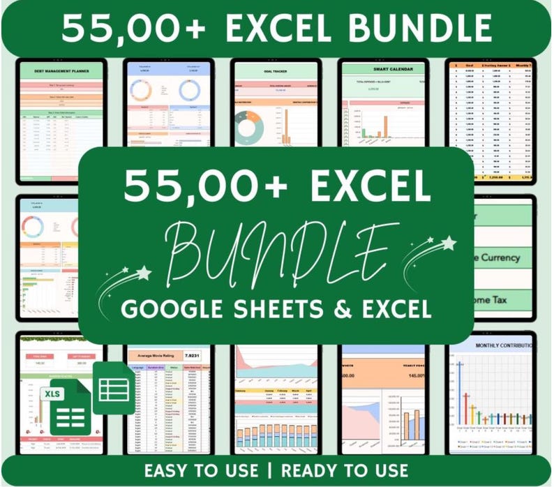 5,500+ Excel and Google Sheets Bundle - Etsy