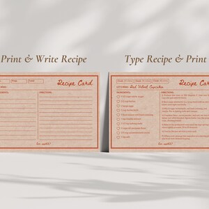 Editable Recipe Card Template | Brown Paper, Red Font (digital Download ...