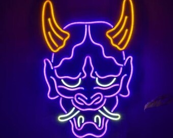 Oni Mask Neon Sign - Etsy
