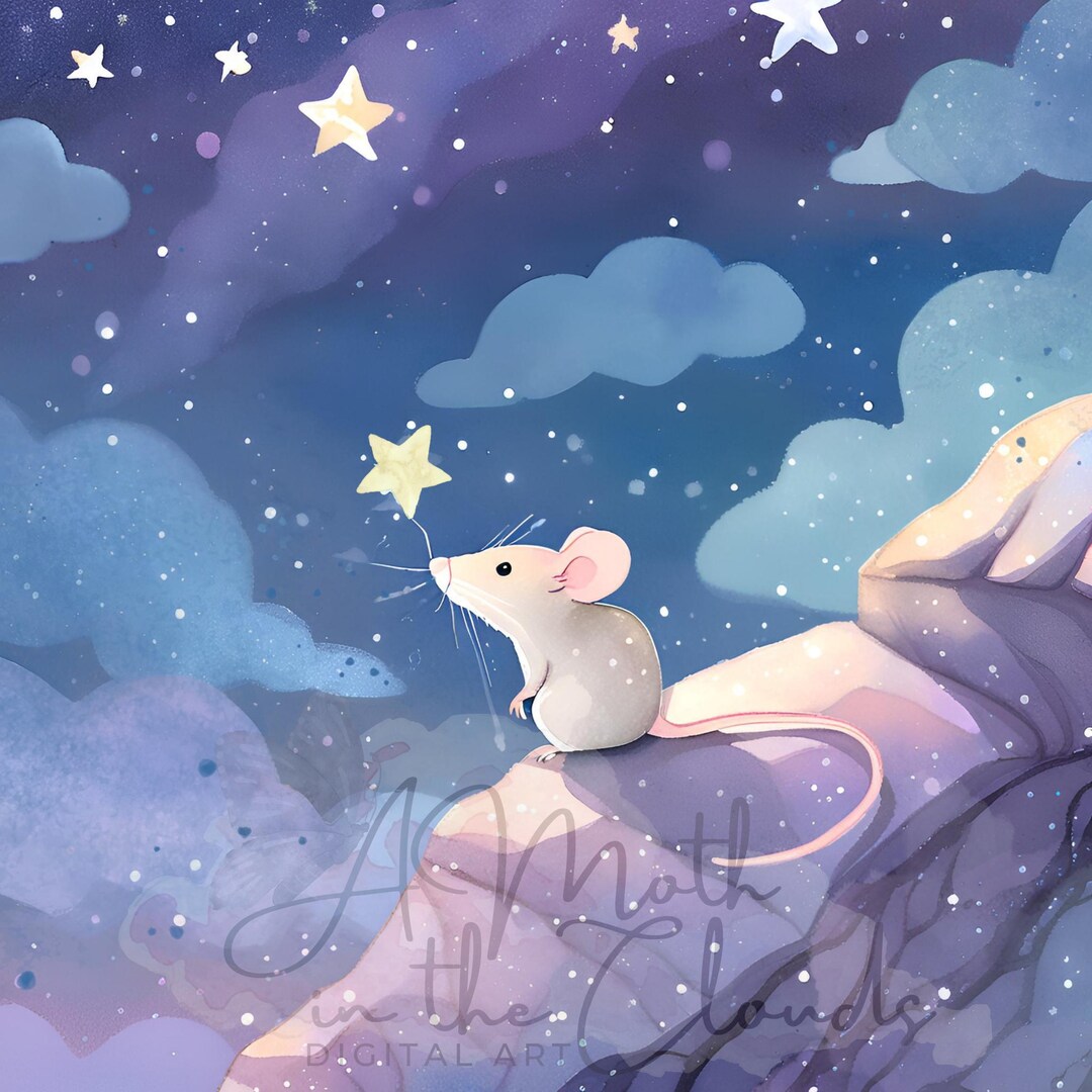 Saffron the Mouse - Pastel Galaxy Watercolor Digital Art - Storybook ...