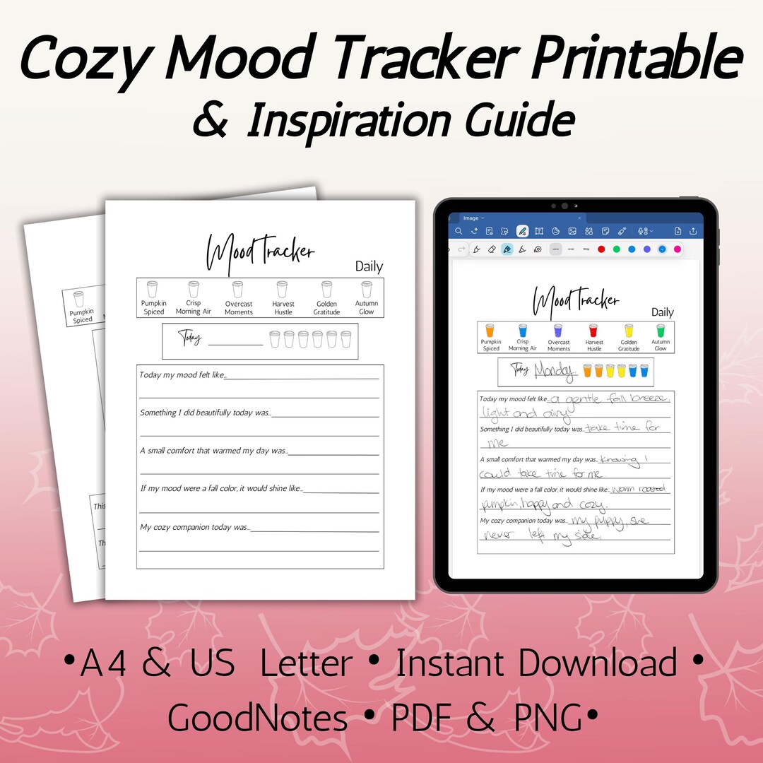 Cozy Fall Mood Tracker & Inspiration Guide, Autumn Printable Journal ...