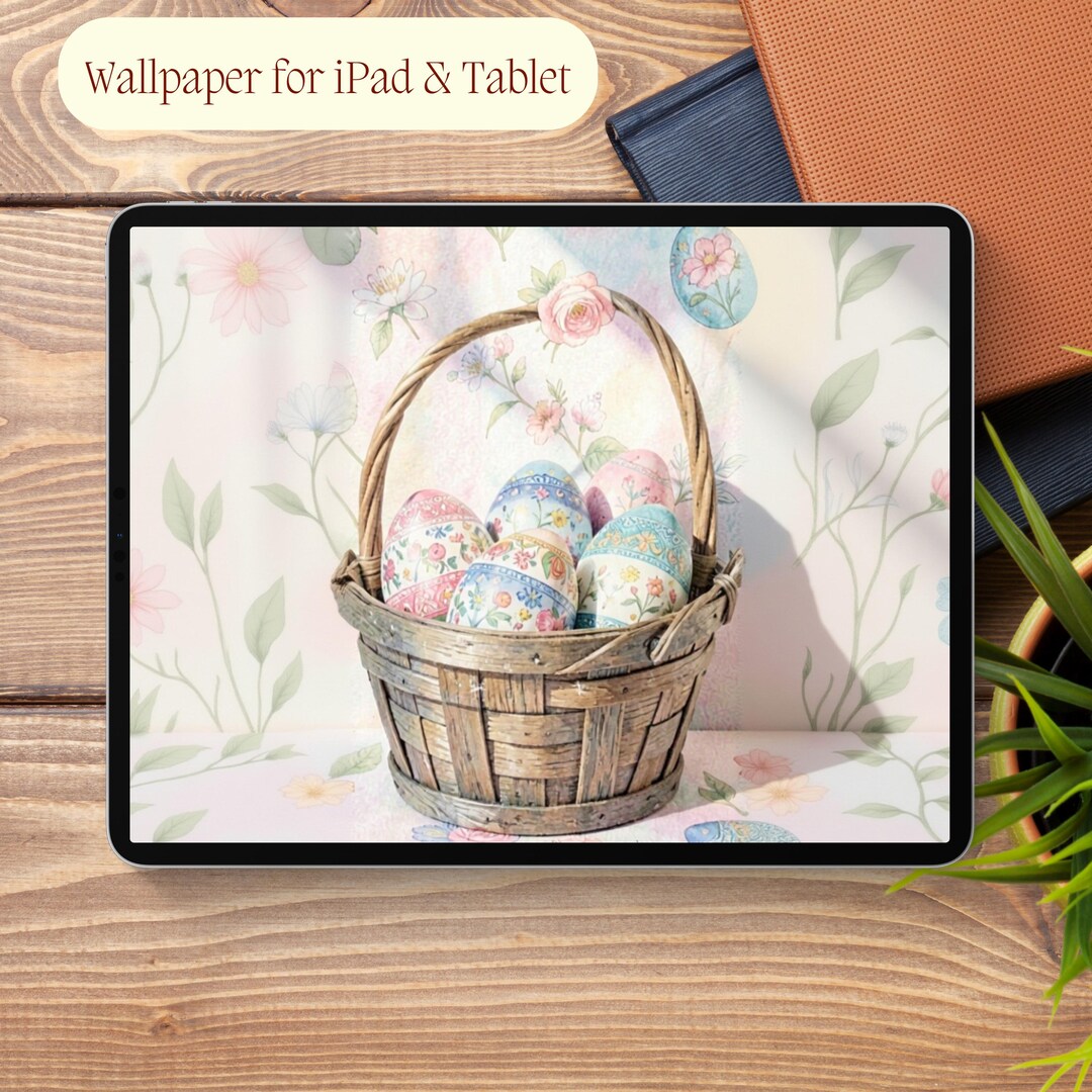 Floral Easter Eggs iPad Wallpaper, Cottagecore Spring Tablet Background ...