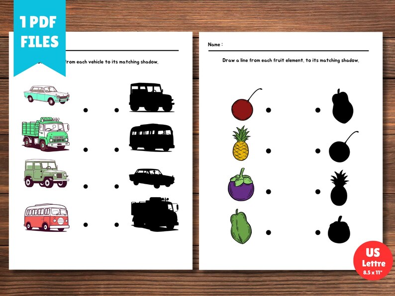 Printable Matching Worksheets for Kids, Match the Picture, Kindergarten ...