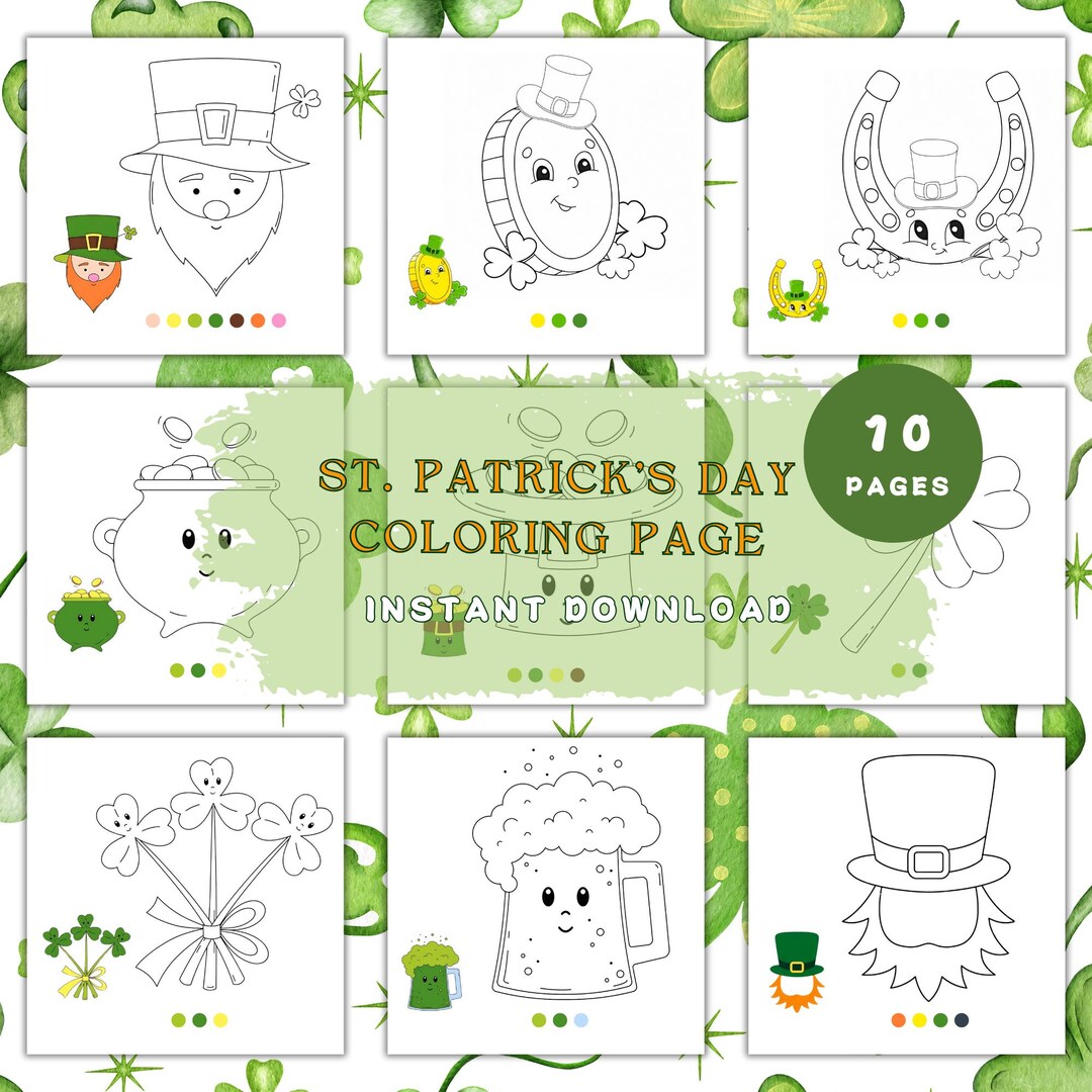 Saint Patrick's Day Coloring Pages - Instant Download - Fun St. Paddy's ...