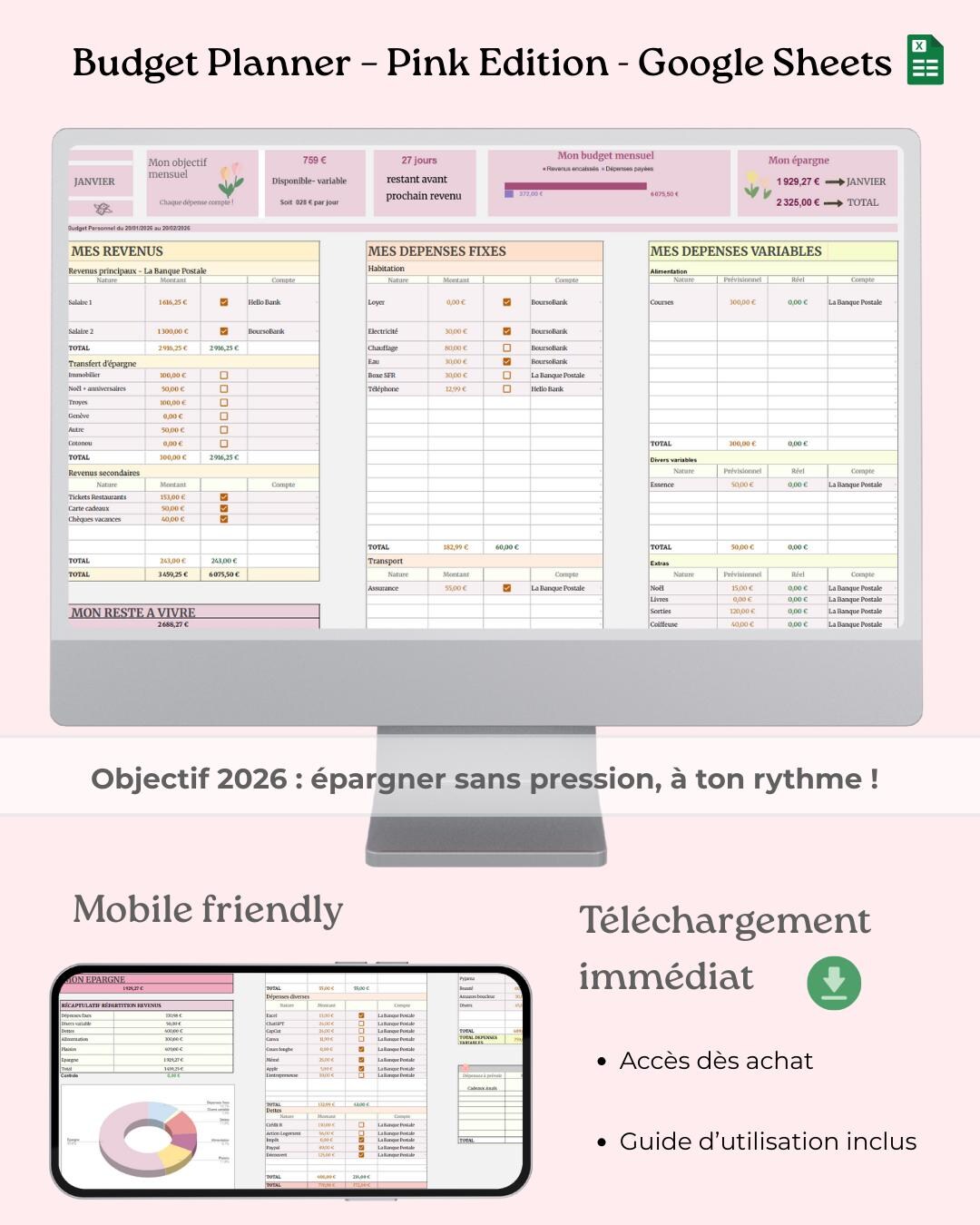 Budget Planner Google Sheets – Track Monthly Budget, Disposable Income ...