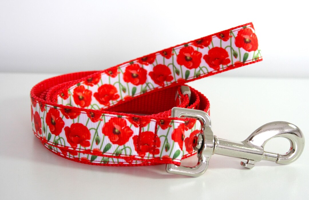 Red Poppy Flower Dog Lead Leash Training Matching Line - Etsy