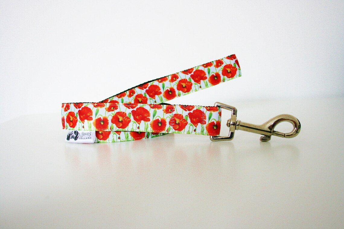 Red Poppy Flower Dog Lead Leash Training Matching Line - Etsy