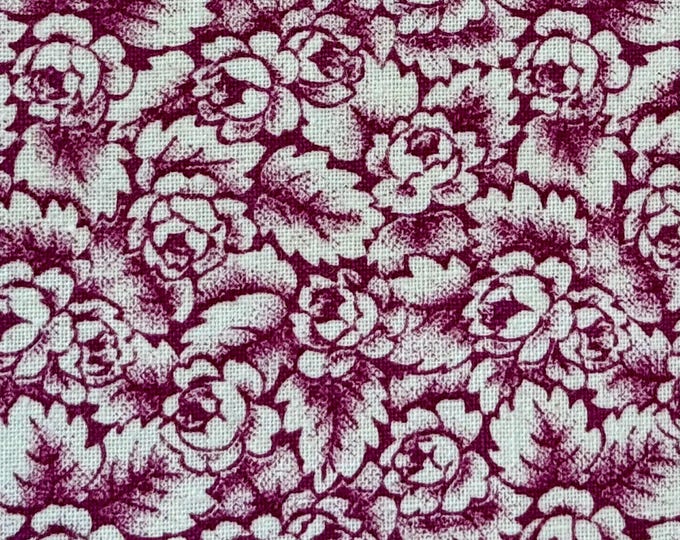 Vintage Red Fabric With White Leaves From RJR Fashion Fabrics - Approx ...