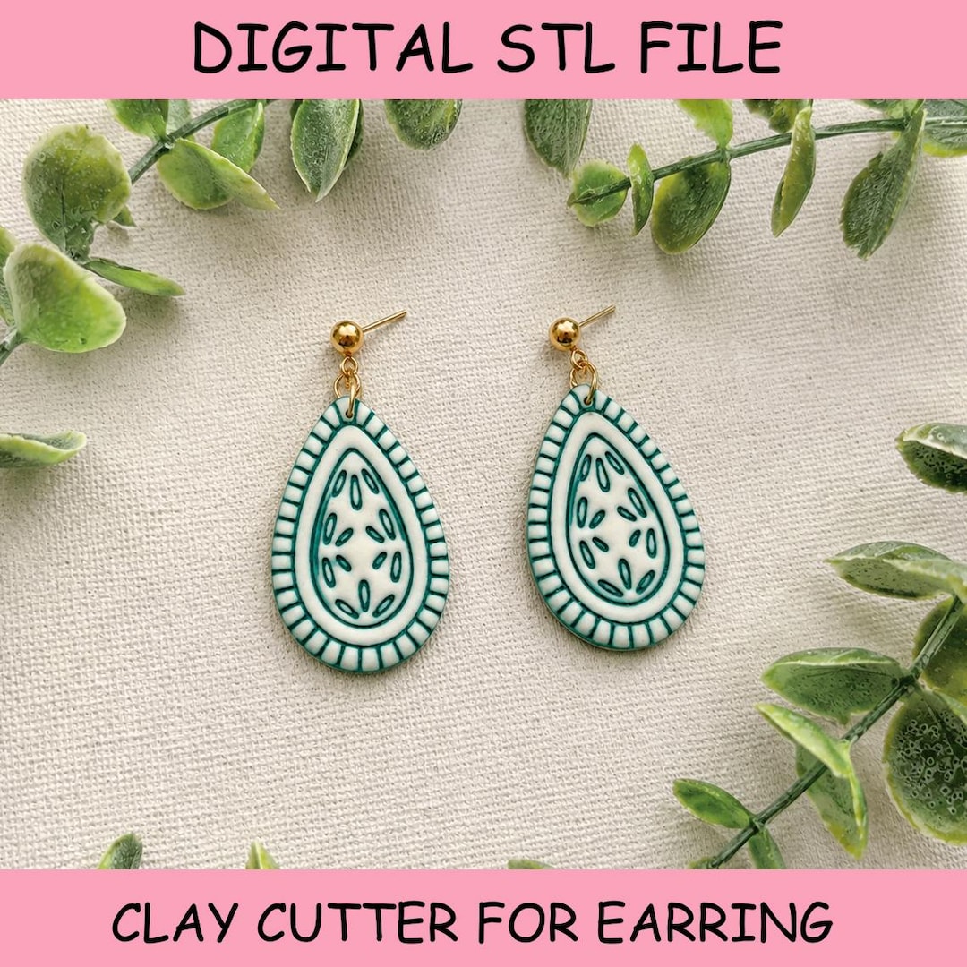 Boho Teardrop Clay Cutter STL | Mandala Lace Earring Template (digital ...
