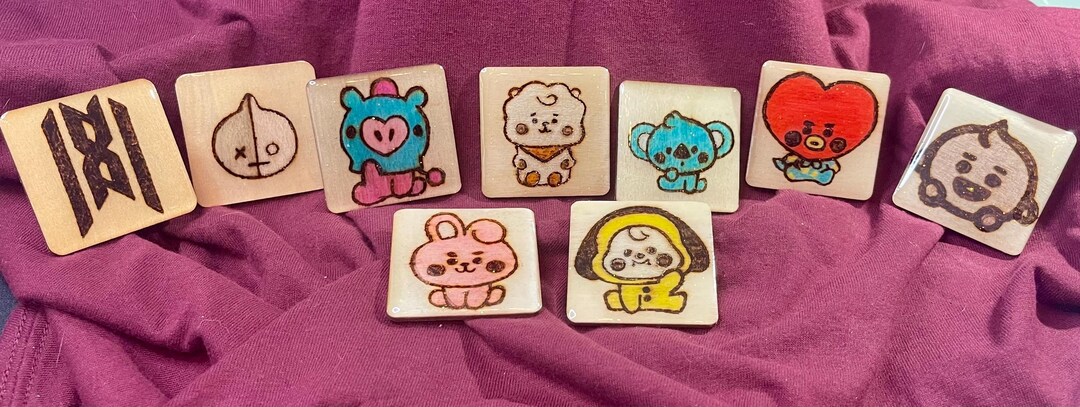 Handmade Wood-burned BTS Magnet | K-pop Inspired - Etsy