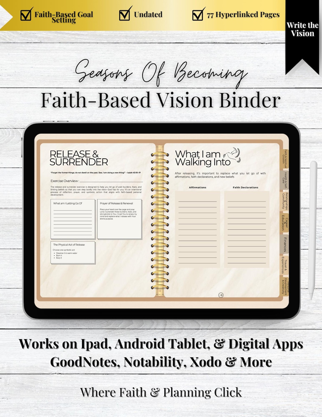 Christian Digital Vision Binder | Faith-based Goal Planner and Journal ...