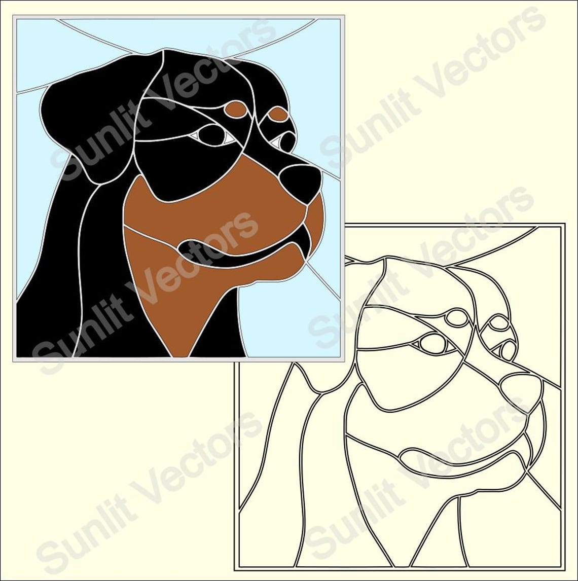 Rottweiler Stained Glass Pattern: Copper Foil/lead (PDF & SVG) - Etsy