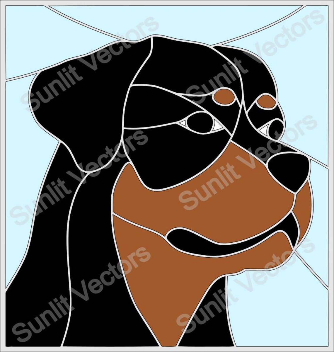 Rottweiler Stained Glass Pattern: Copper Foil/lead (PDF & SVG) - Etsy
