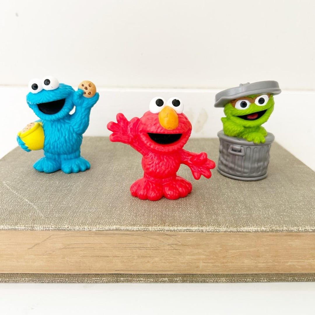 Retro Throwback Sesame Street Toy Figures Elmo, Cookie Monster, Oscar ...