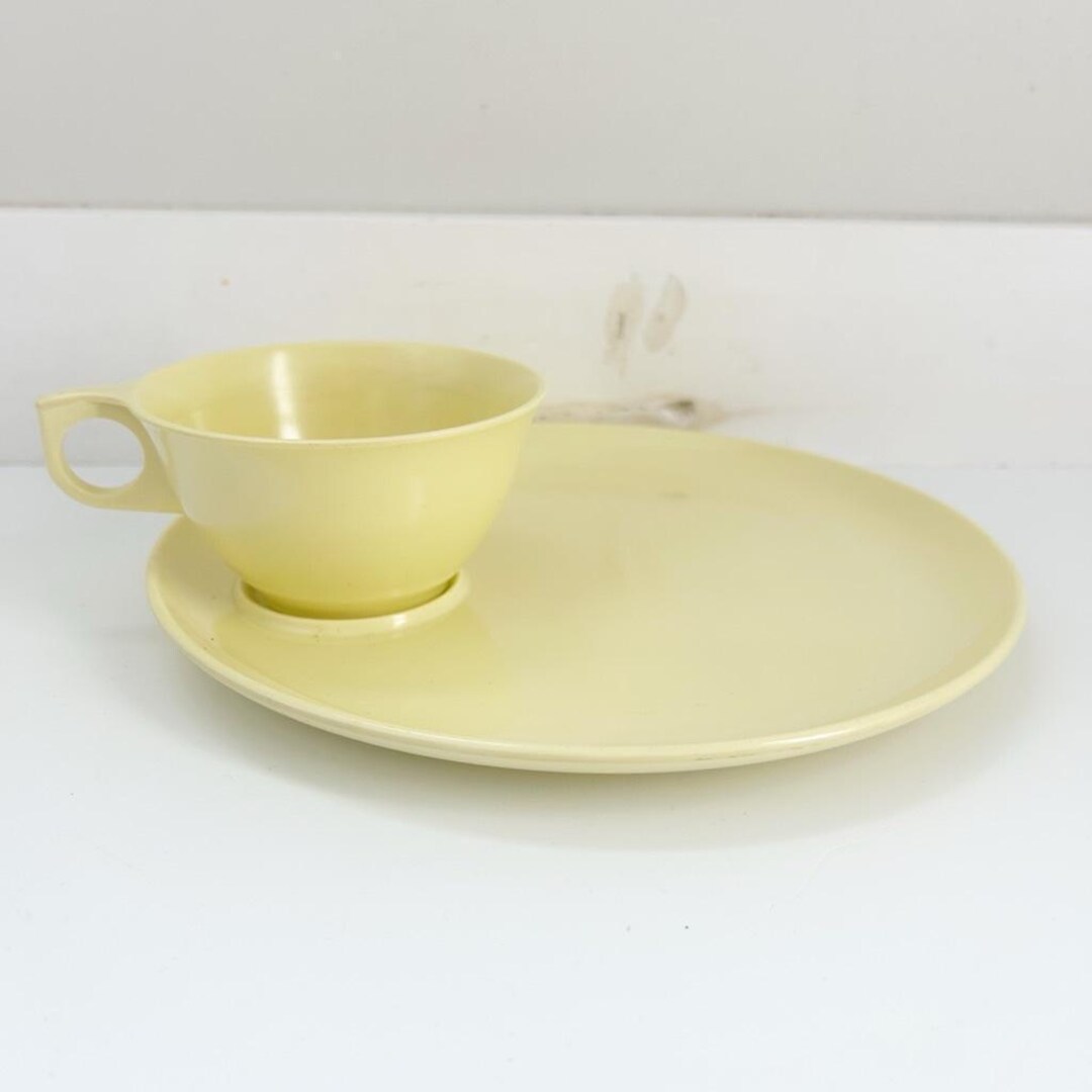 Retro Pastel Yellow Melmac Tea Cup & Snack Plate Set Mid-century Modern ...