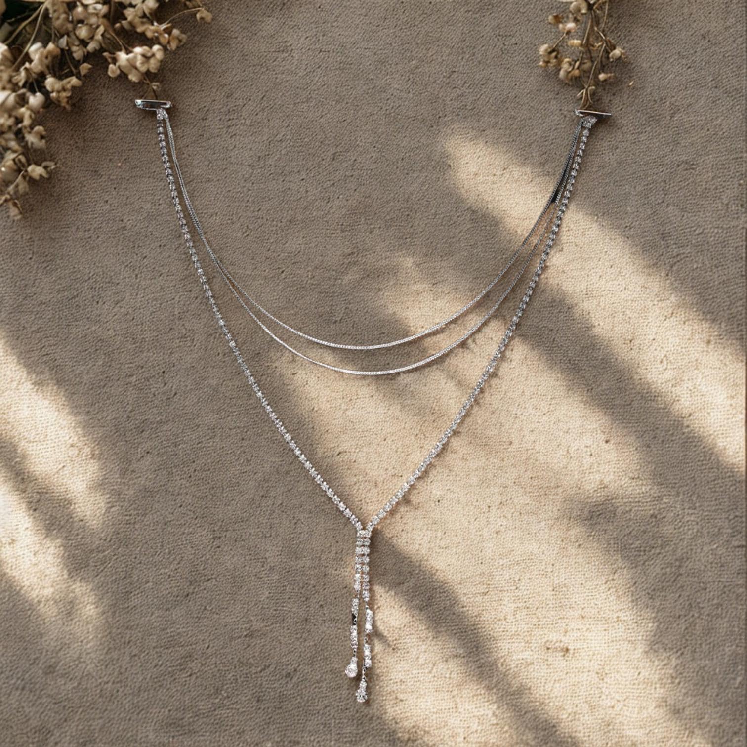 Bridal Back Chain Jewelry: Crystal Water Drop Pendant, Silver or Gold ...