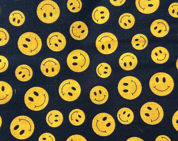 4 YARDS Vintage Smiley Happy Face Fabric - 33" Wide - Etsy
