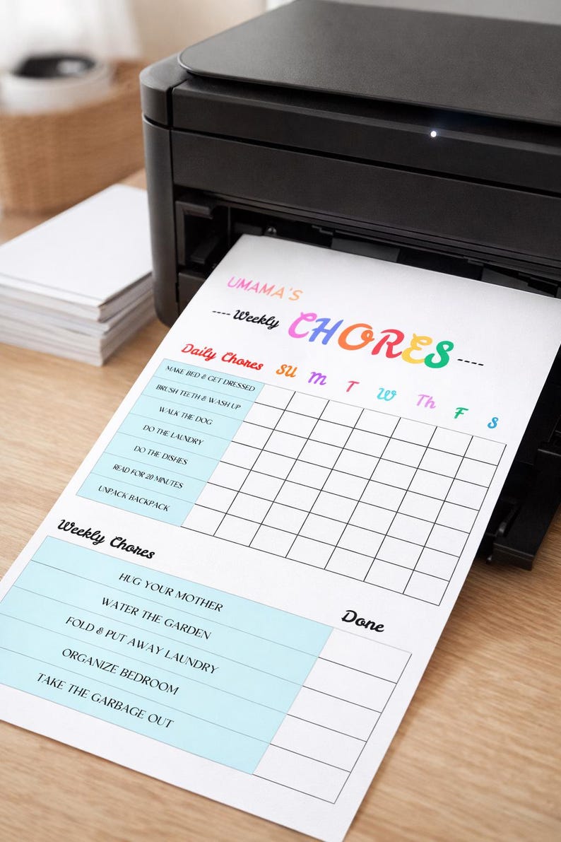 Editable Weekly Chore Chart for Kids | Printable Daily & Weekly Chores ...