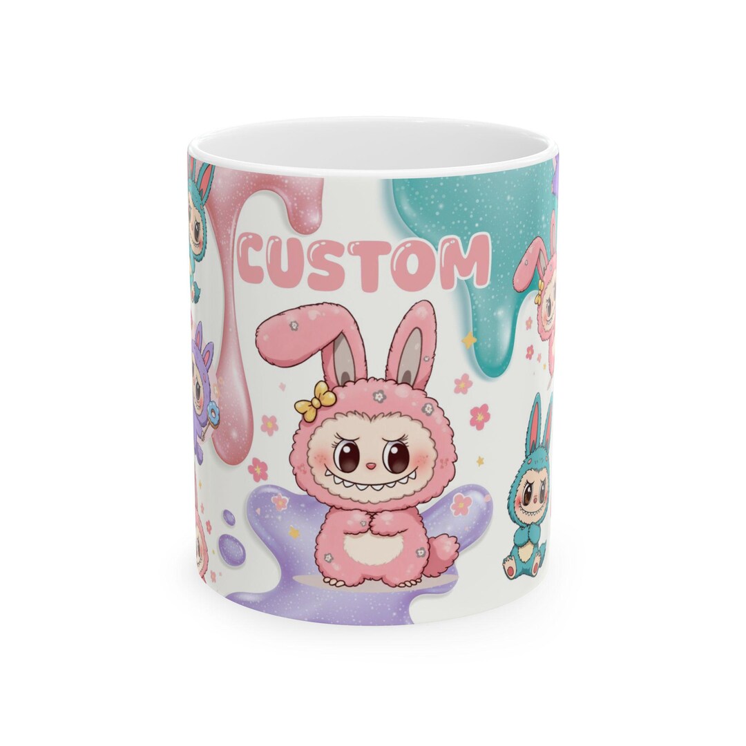 Custom Pink Labubu Ceramic Mug, Gifts for Her, Personalized Gift, Cute ...
