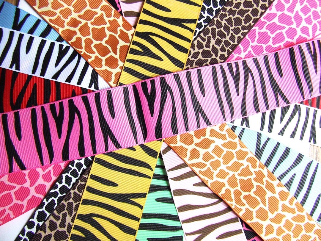 25 Mm 38 Mm Wide Animal Print Grosgrain Ribbon Zebra Leopard Tiger ...