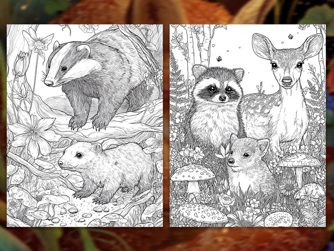 Whimsical Forest Animals Coloring Pages: 72 Printable PDF Designs ...