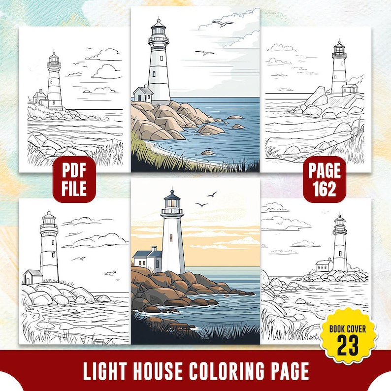 Fantasy Lighthouses Coloring Page: 162 Printable Designs (PDF/PNG/JPEG ...