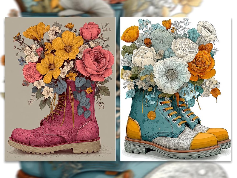 Flower Boot Coloring Pages: 120 Floral Designs (printable PDF File) - Etsy