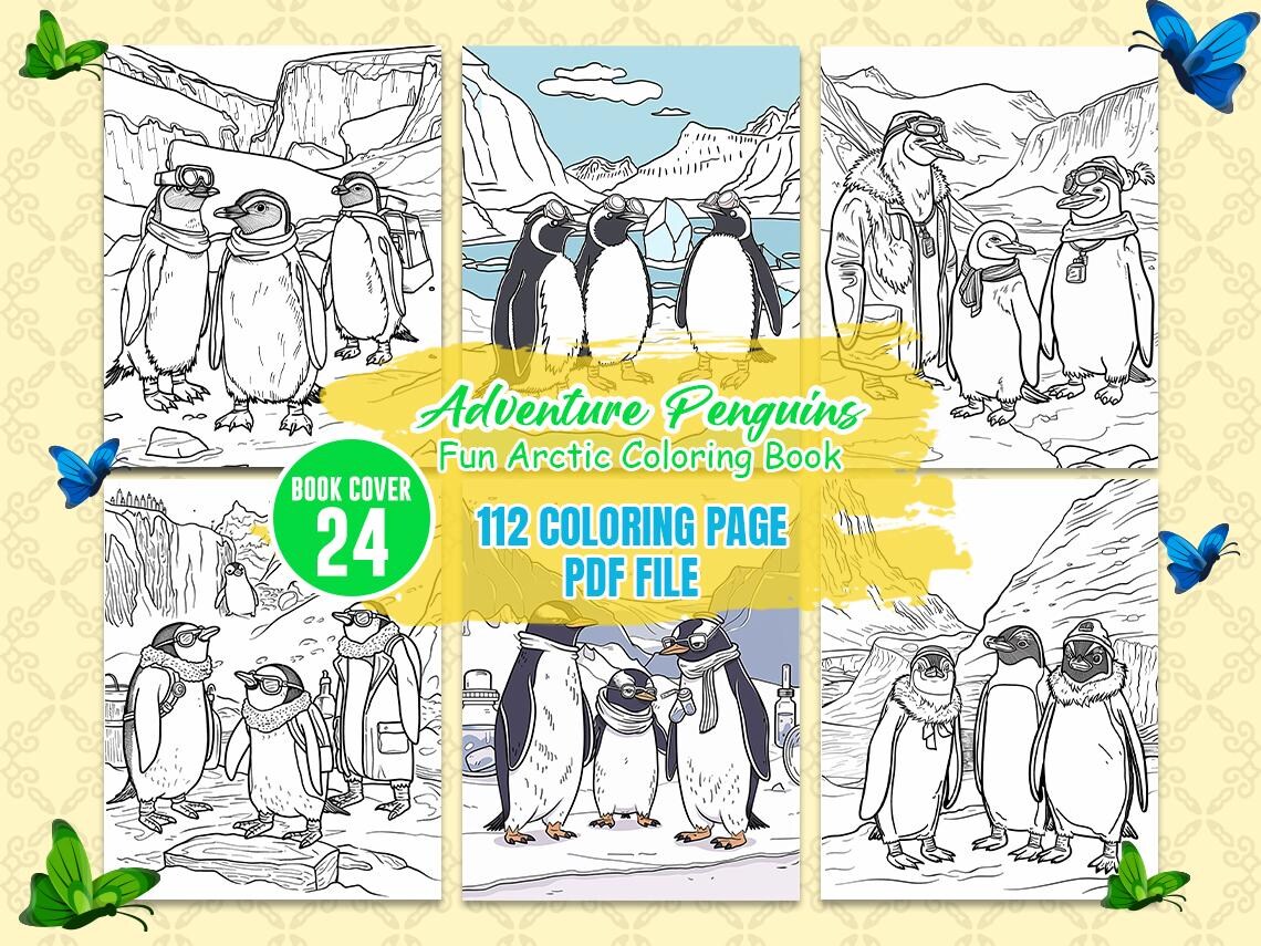 Adventure Penguins – Fun Arctic Coloring Page for Kids & Adults by ...
