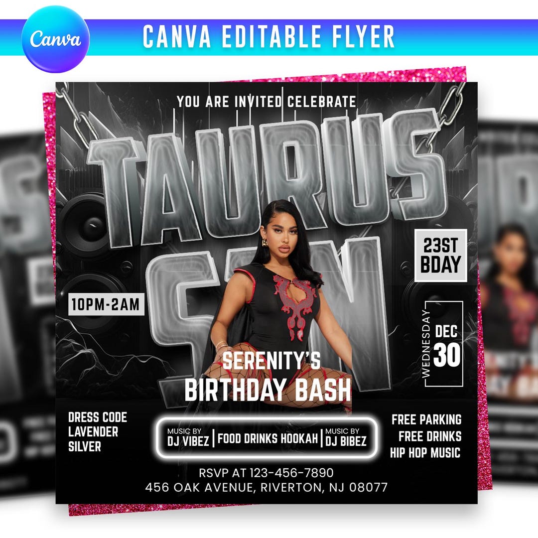 Taurus Birthday Party Flyer: Customizable Social Media Template - Etsy UK