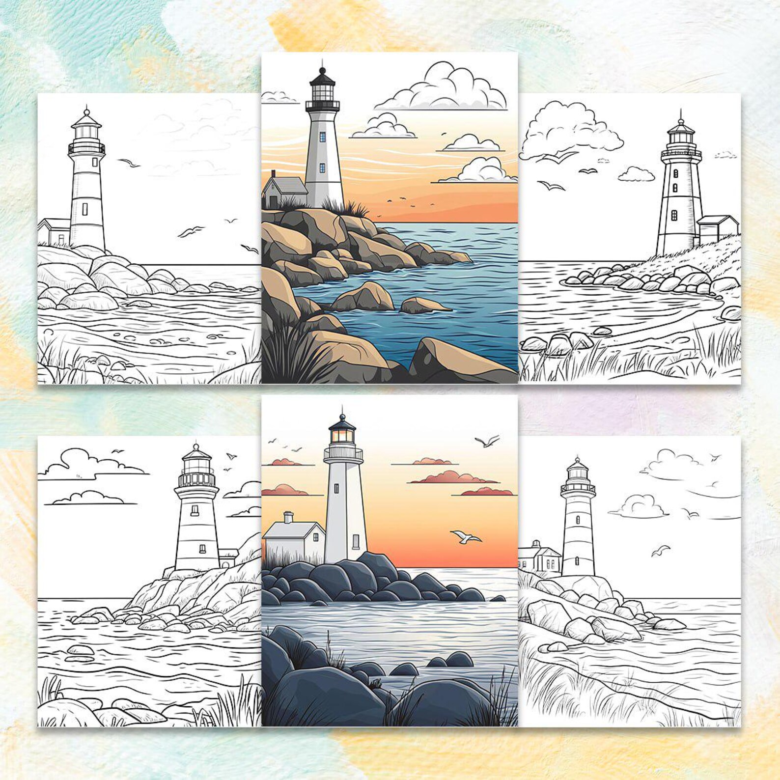 Fantasy Lighthouses Coloring Page: 162 Printable Designs (PDF/PNG/JPEG ...