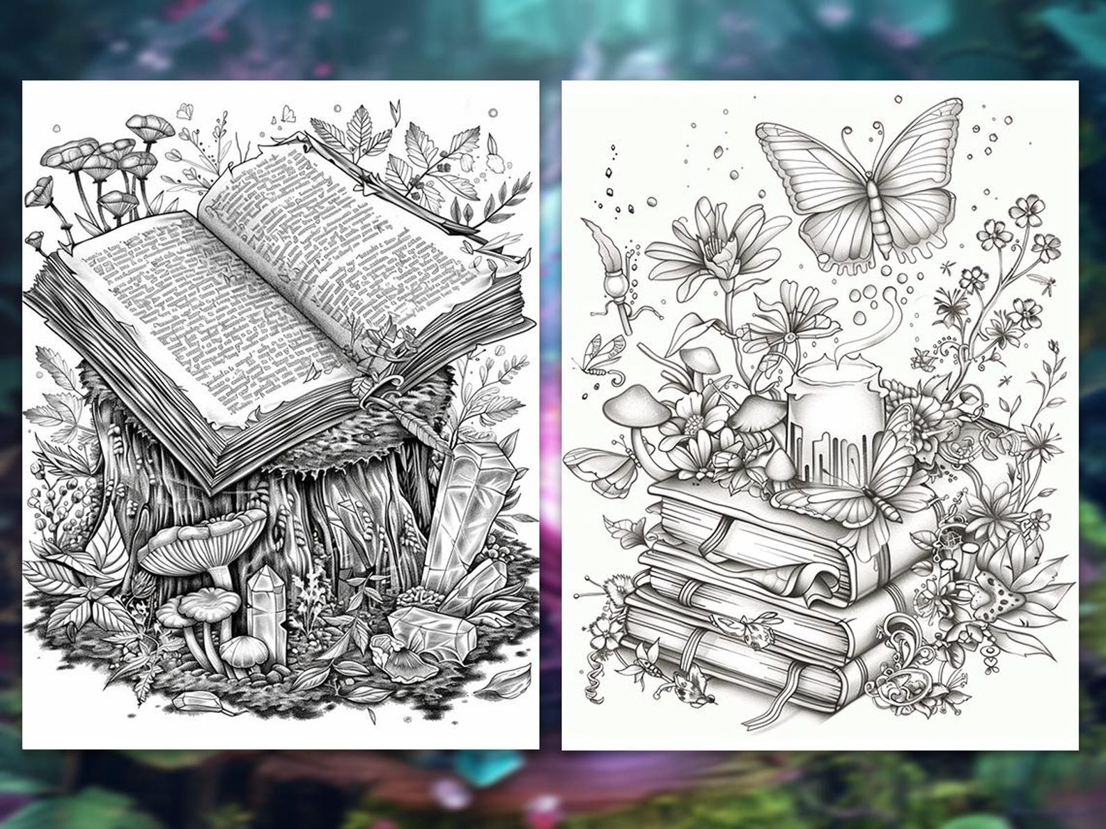 Magical Spell Book Coloring Pages: 80 Fantasy Illustrations (printable ...