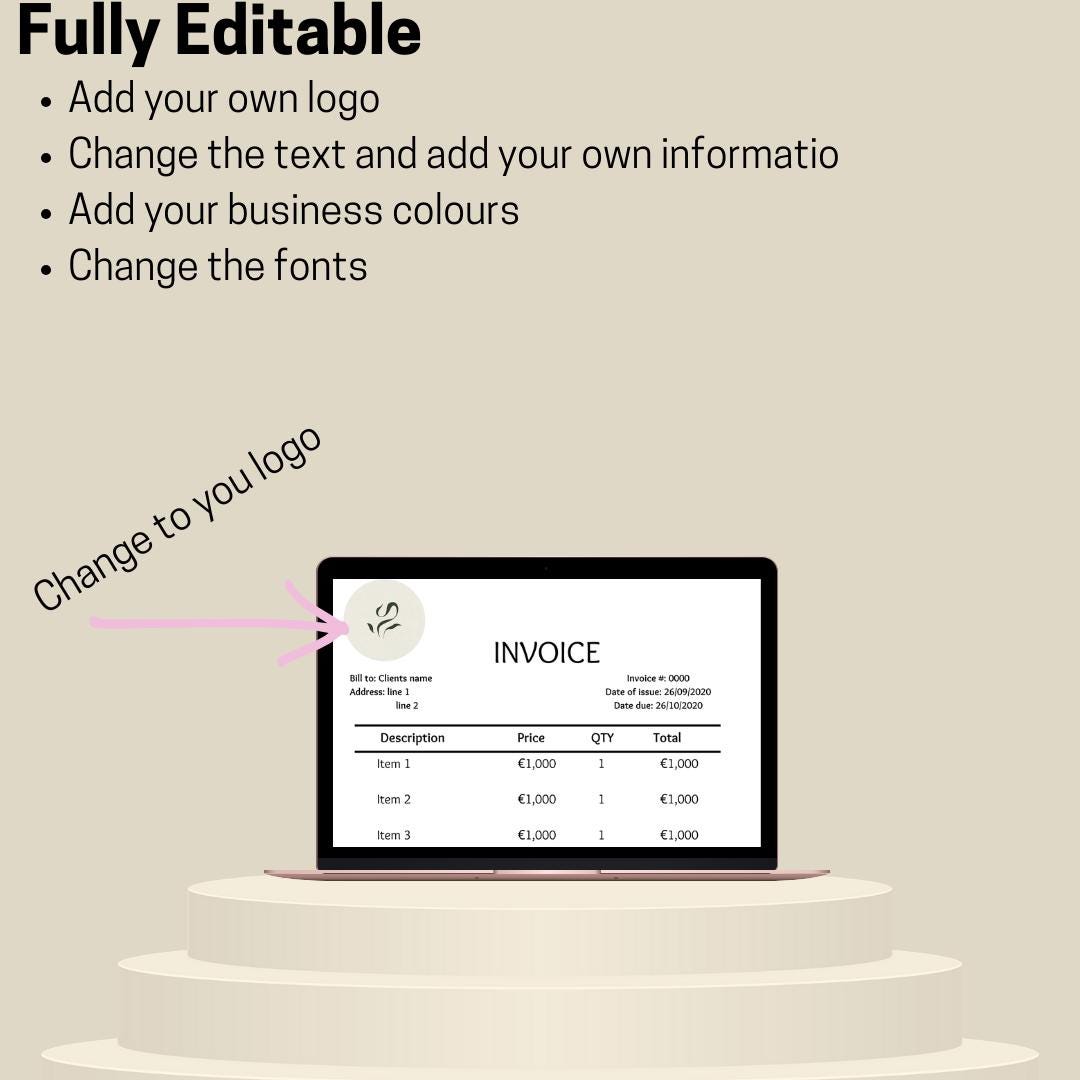 Editable, Printable, Business Invoice, Minimalistic Client Invoice ...